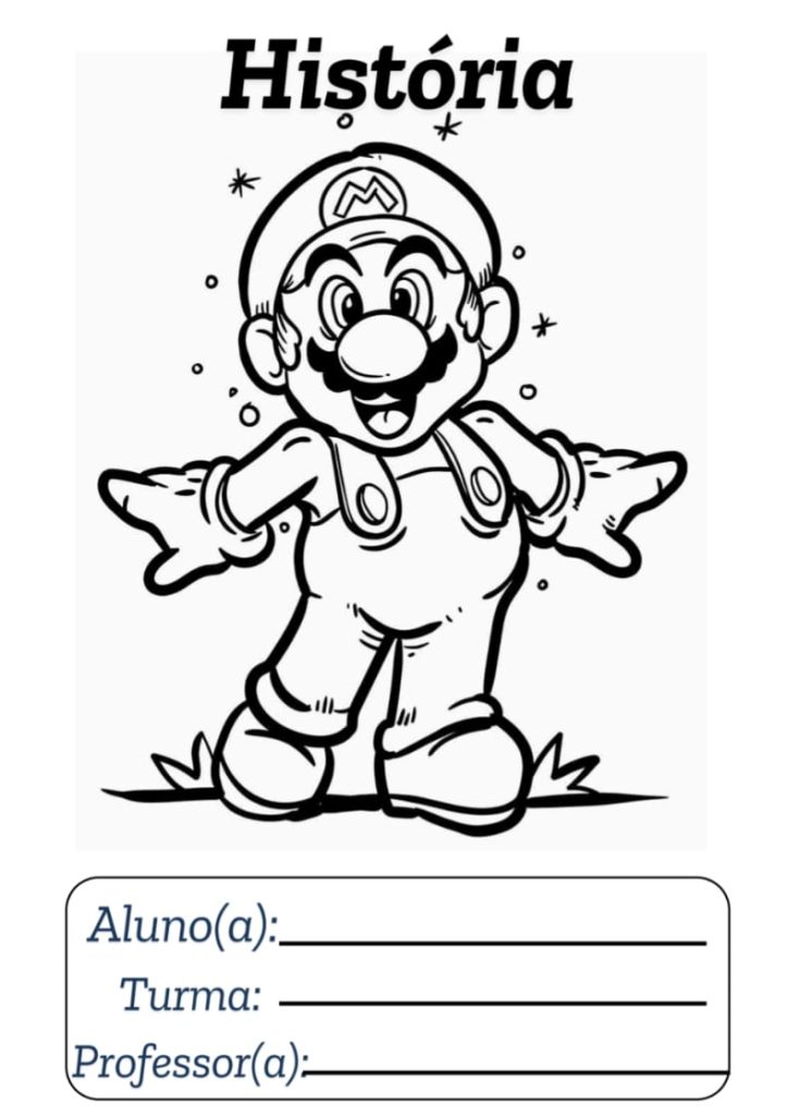 Capas de caderno Super Mário – para colorir – Talyne Wolter: Recursos ...